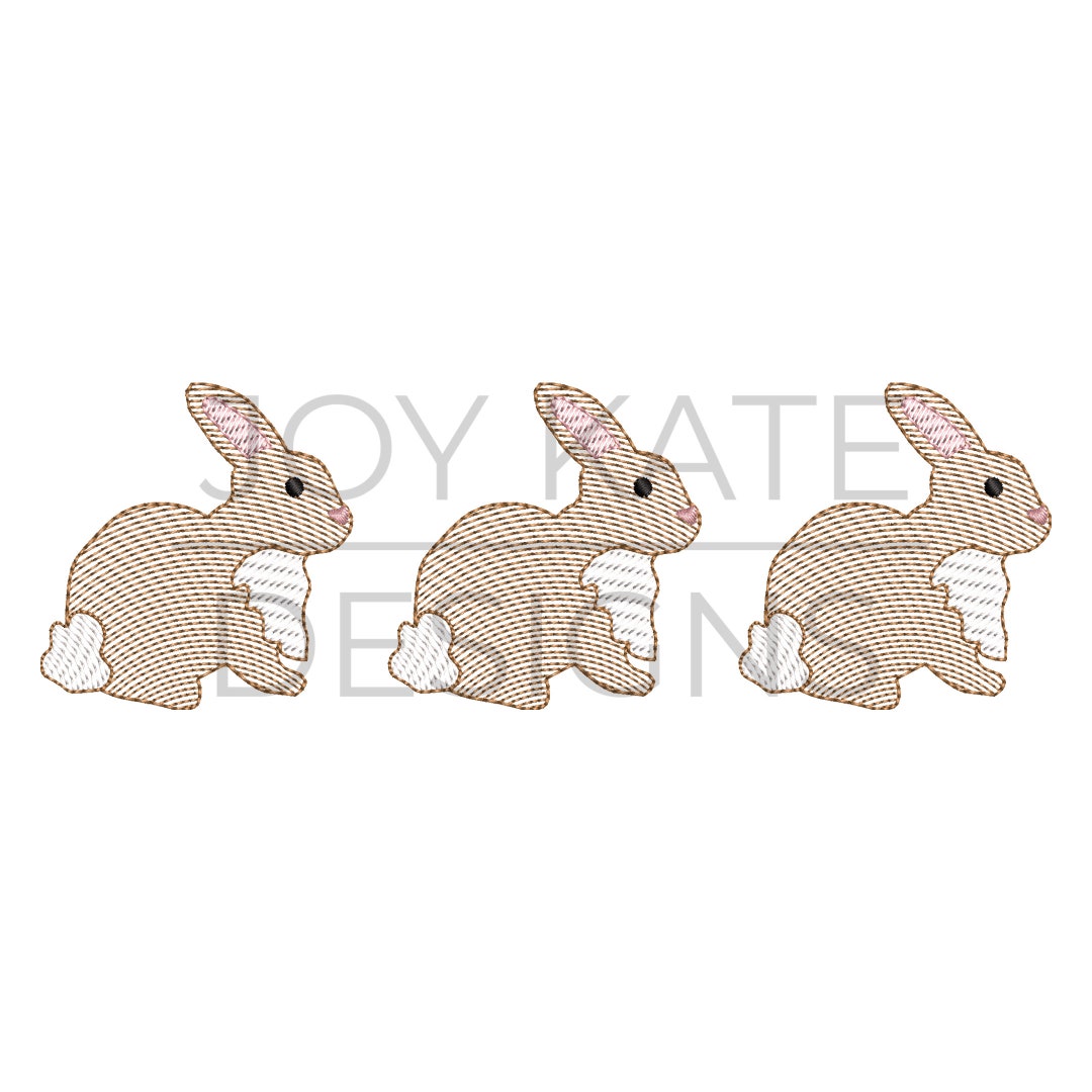 Bunny Rabbit Trio Sketch Embroidery Design - Etsy