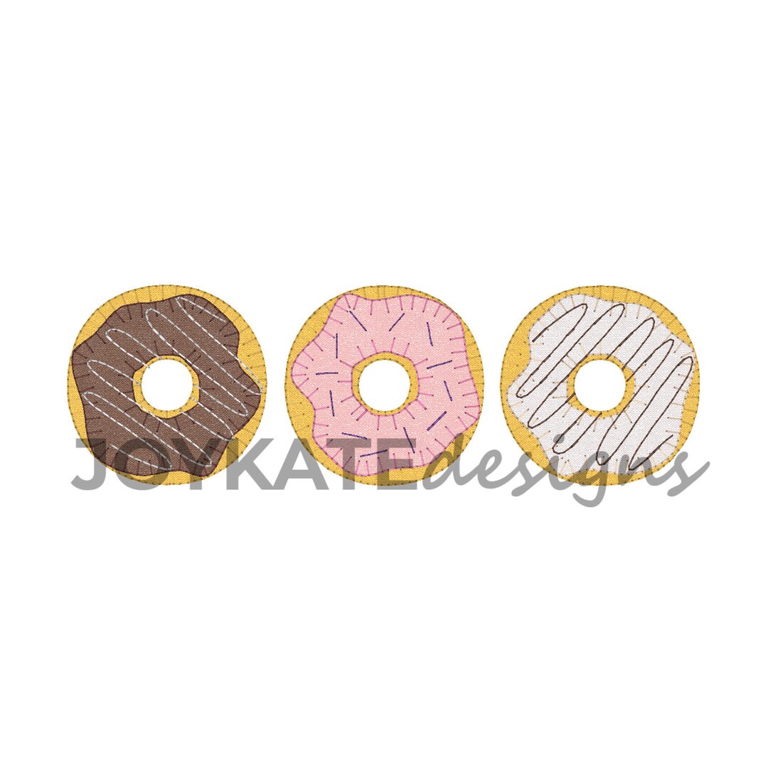 Donut Trio Blanket Stitch Applique Embroidery Design. Three in a Row ...