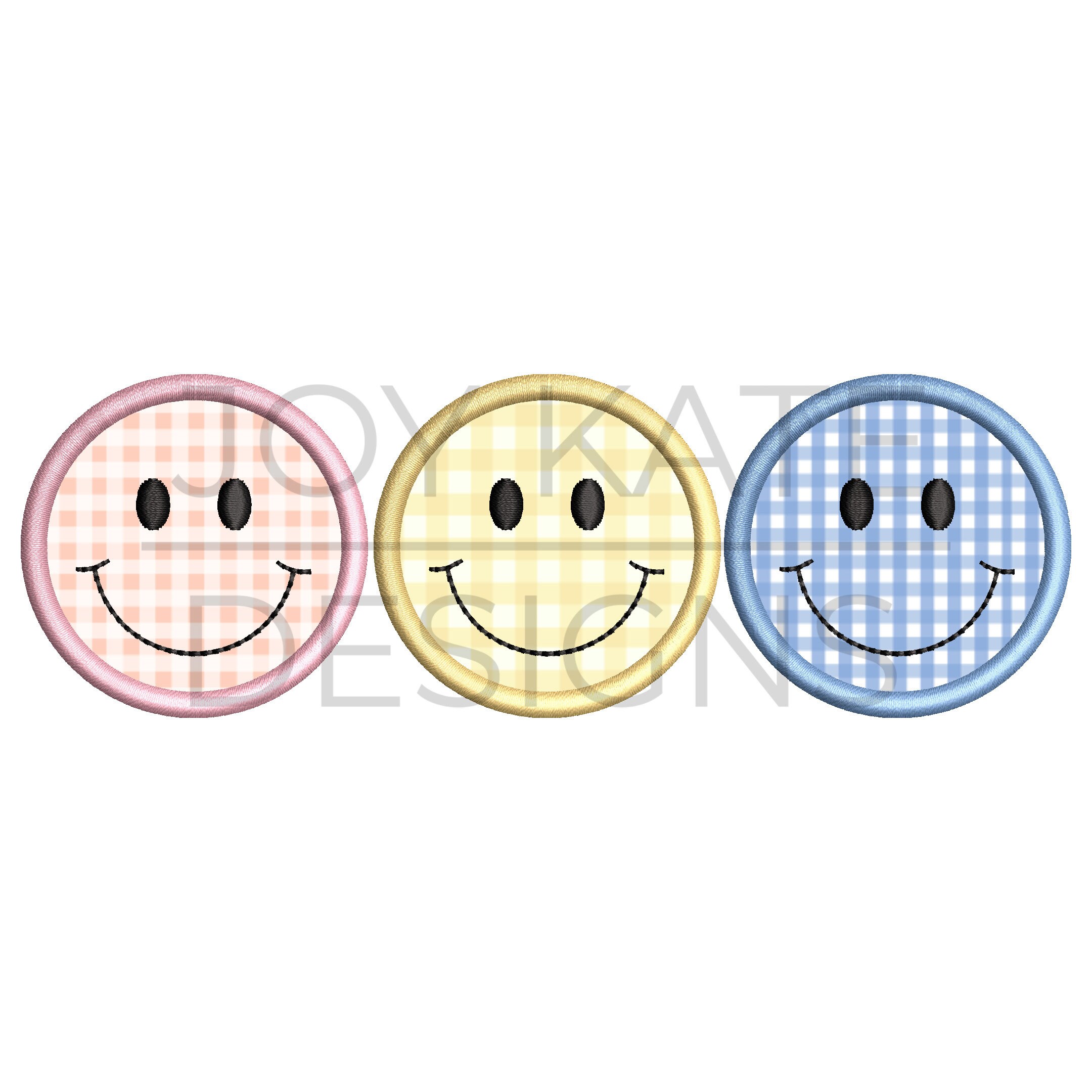 Smiley Face Trio Satin Stitch Applique Design - Etsy
