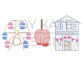 County Fair, Colorful Cabins With Banner, Ferris Wheel, Machine ...