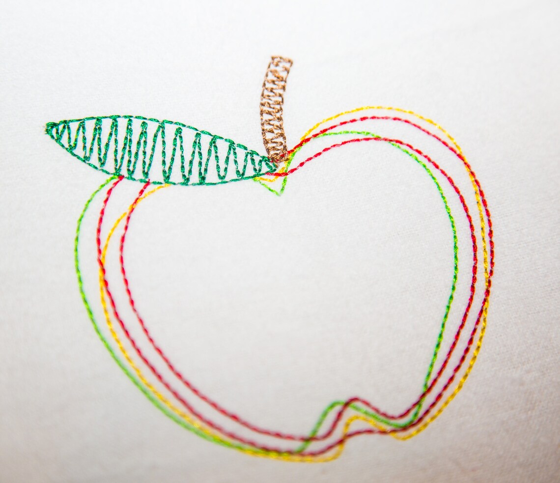 Back to School Apple in 5 Sizes Apple Embroidery Design | Etsy