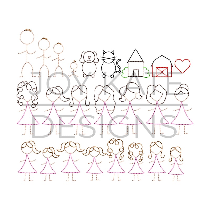 Stick Figure Embroidery Design - Etsy