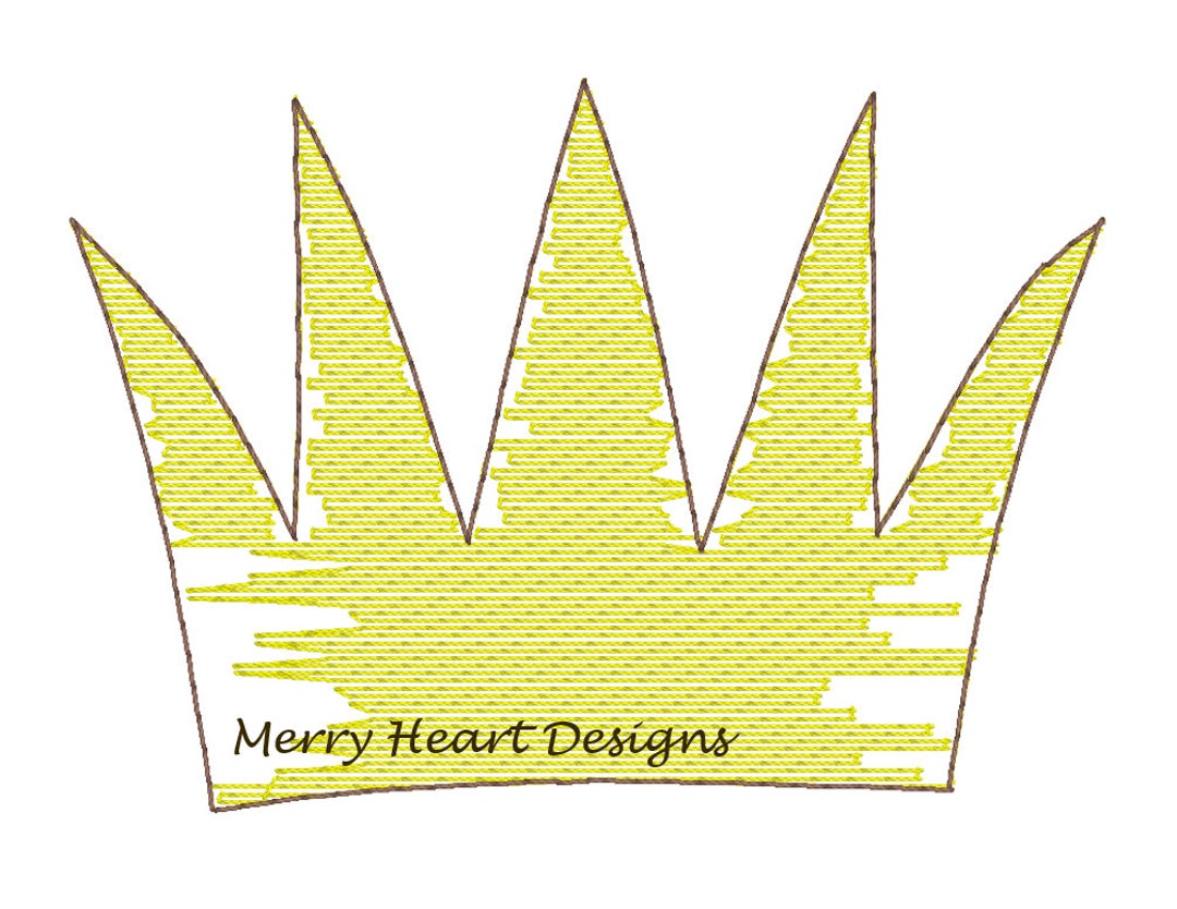 Vintage Stitch Crown Embroidery Design, Sketch Crown Embroidery File ...