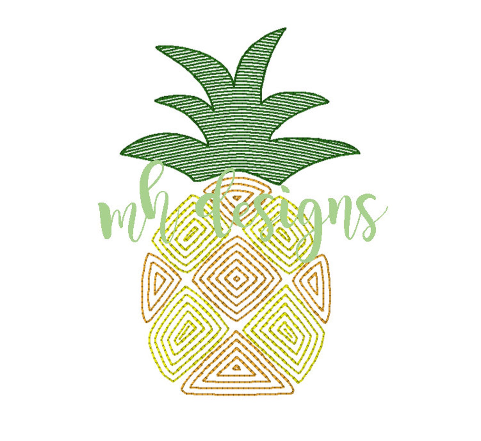Pineapple 5x7 and 4x4 Embroidery Design Pineapple Embroidery | Etsy