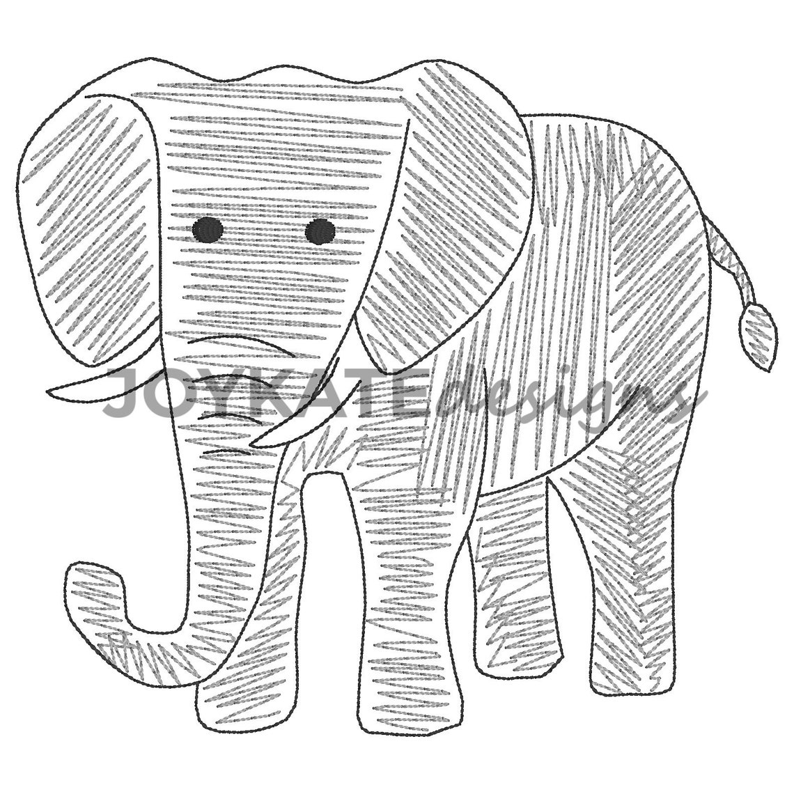 Sketchy Elephant Scribble Stitch Embroidery Design - Etsy