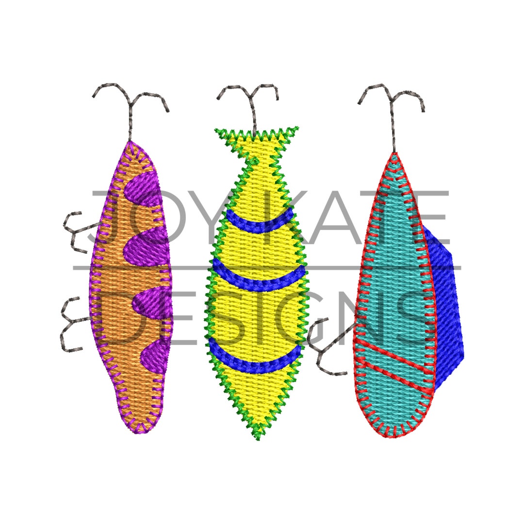 Fishing Lures Trio Mini Embroidery Design - Etsy