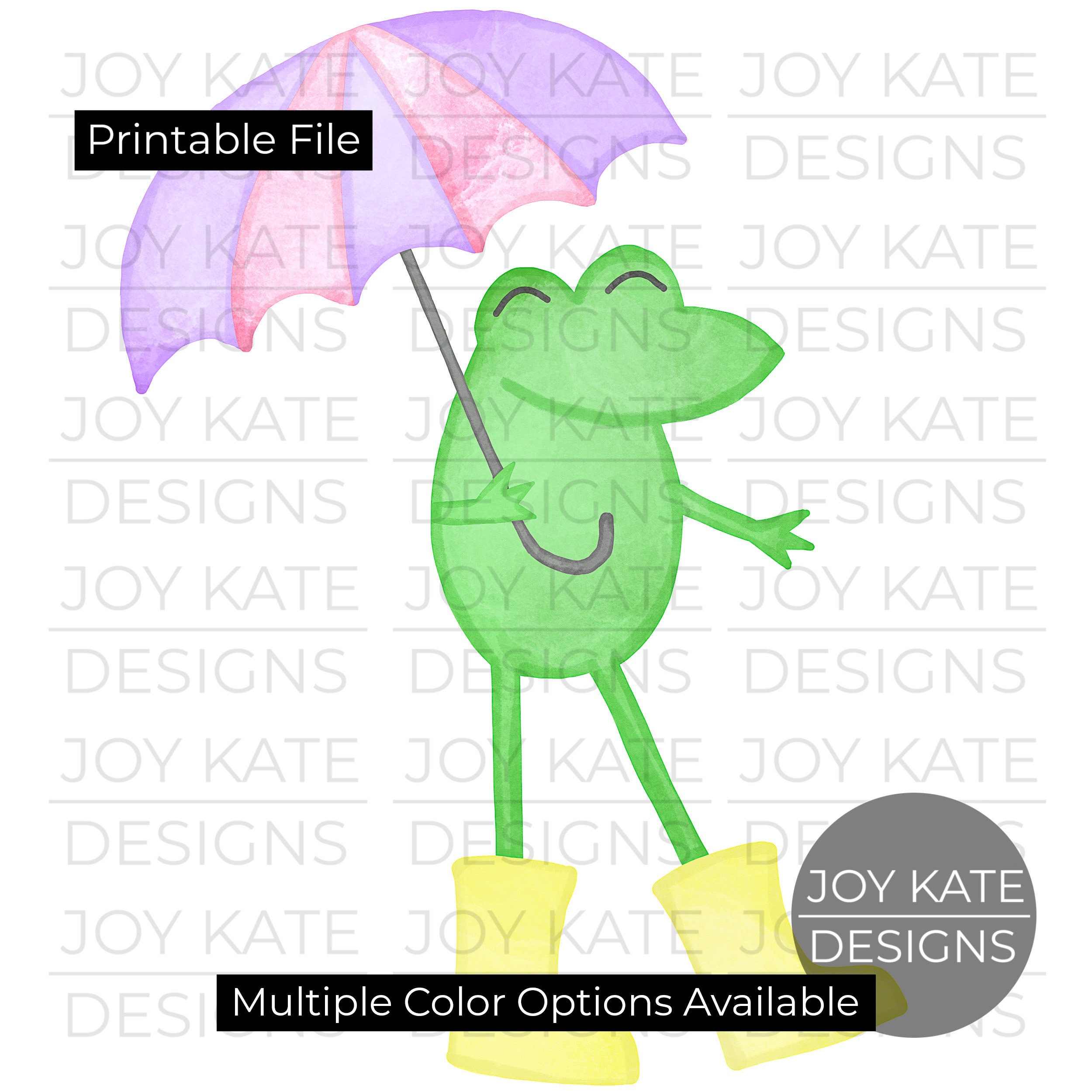 Rainy Spring Frog Printable PNG - Etsy