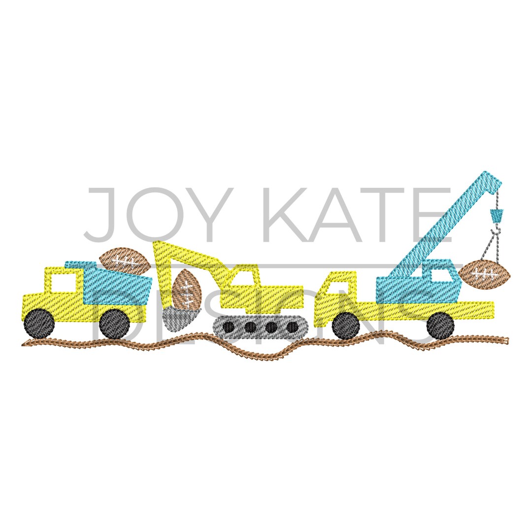 Football Construction Trio Sketch Embroidery Design - Etsy