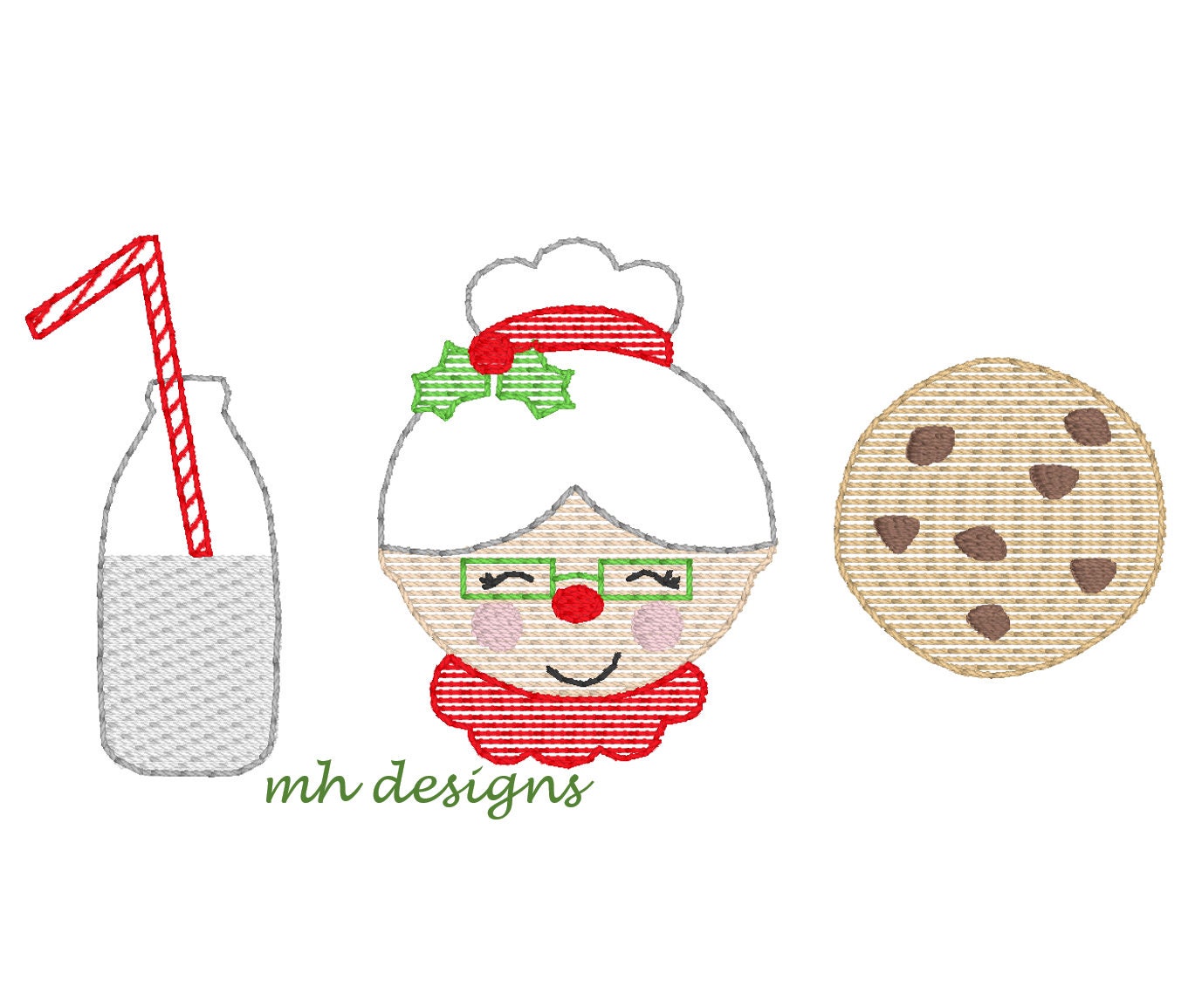 Mrs. Claus Cookies and Milk vintage embroidery design Vintage | Etsy