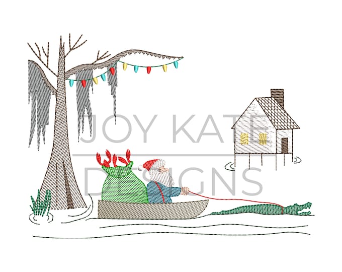 Cajun Santa in Swamp Sketch Embroidery Design - Etsy