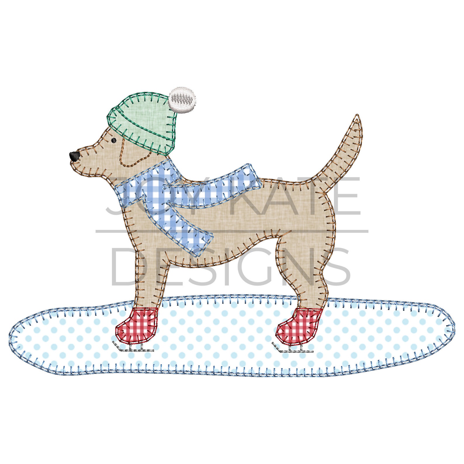 Winter Ice Skating Dog Applique Design - Etsy