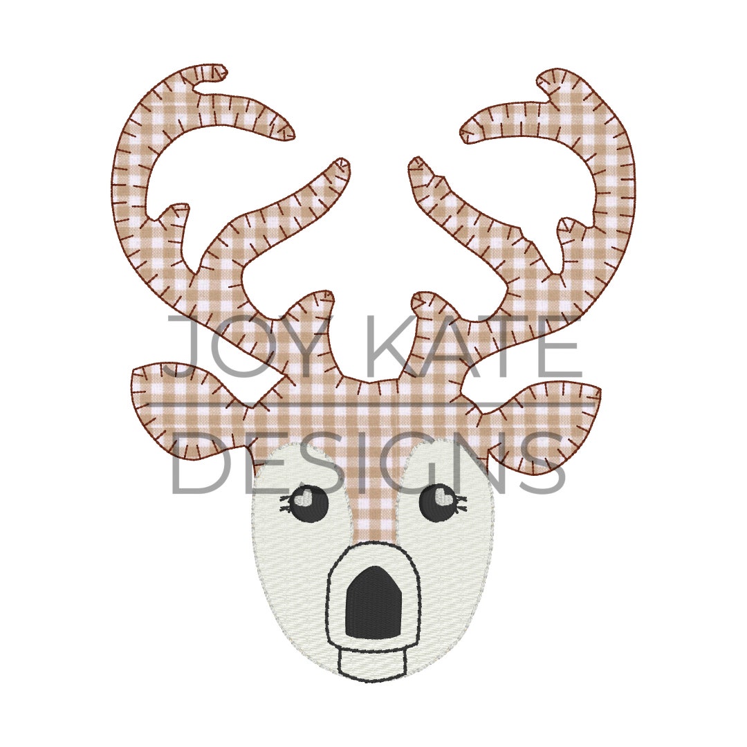 Deer Applique Design, Vintage Stitch Deer, Deer Embroidery File ...