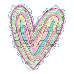 Stitchy Colorful Heart Sketch Embroidery Design - Etsy