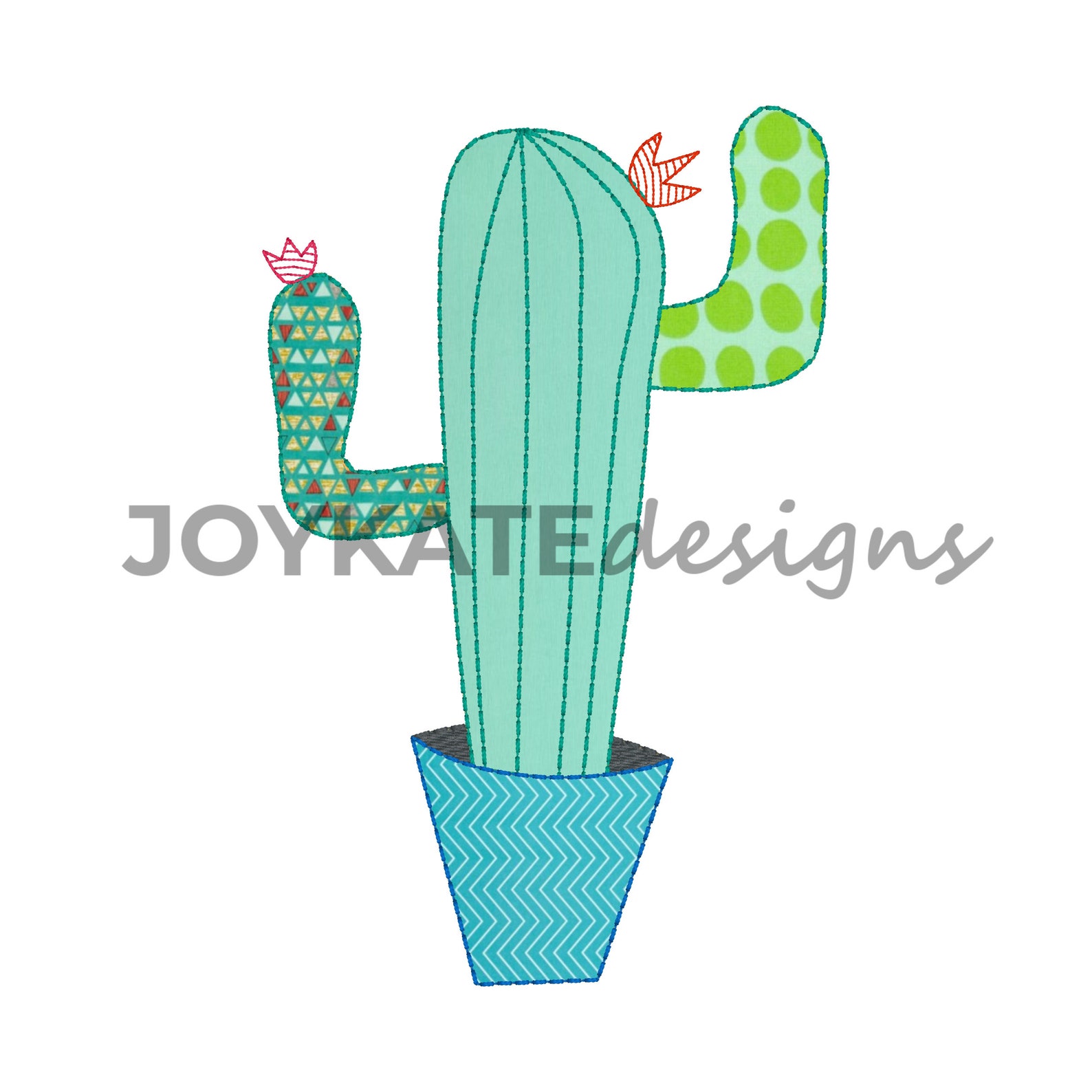 Raggy Cactus 5x7 and 4x4 Embroidery Design Cactus Applique | Etsy