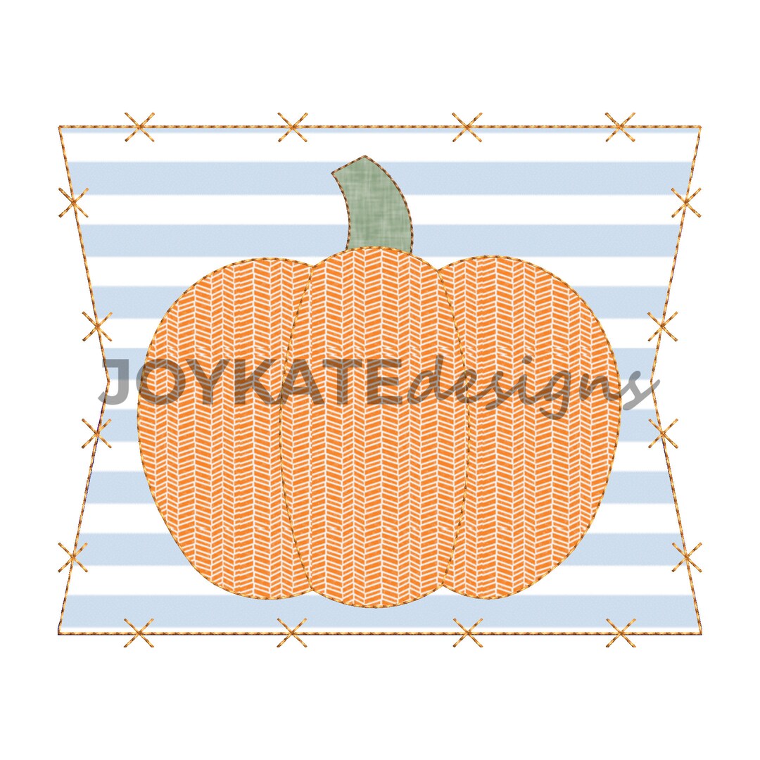 Pumpkin With Criss Cross Patch Applique Embroidery Design - Etsy