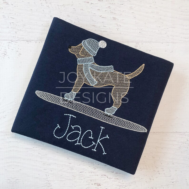 Winter Ice Skating Dog Sketch Embroidery Design - Etsy