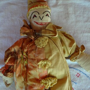 Vintage Handmade Clown Rag Doll With Orange Outfit - 19" Tall - Etsy