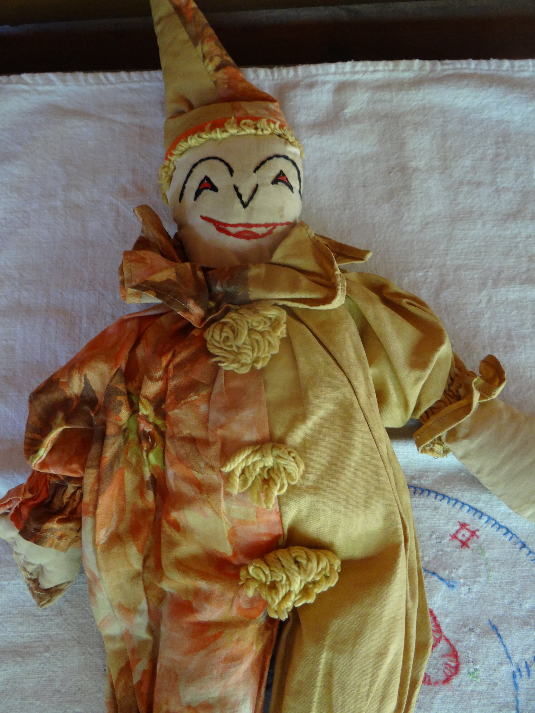 Vintage Handmade Clown Rag Doll With Orange Outfit - 19" Tall - Etsy