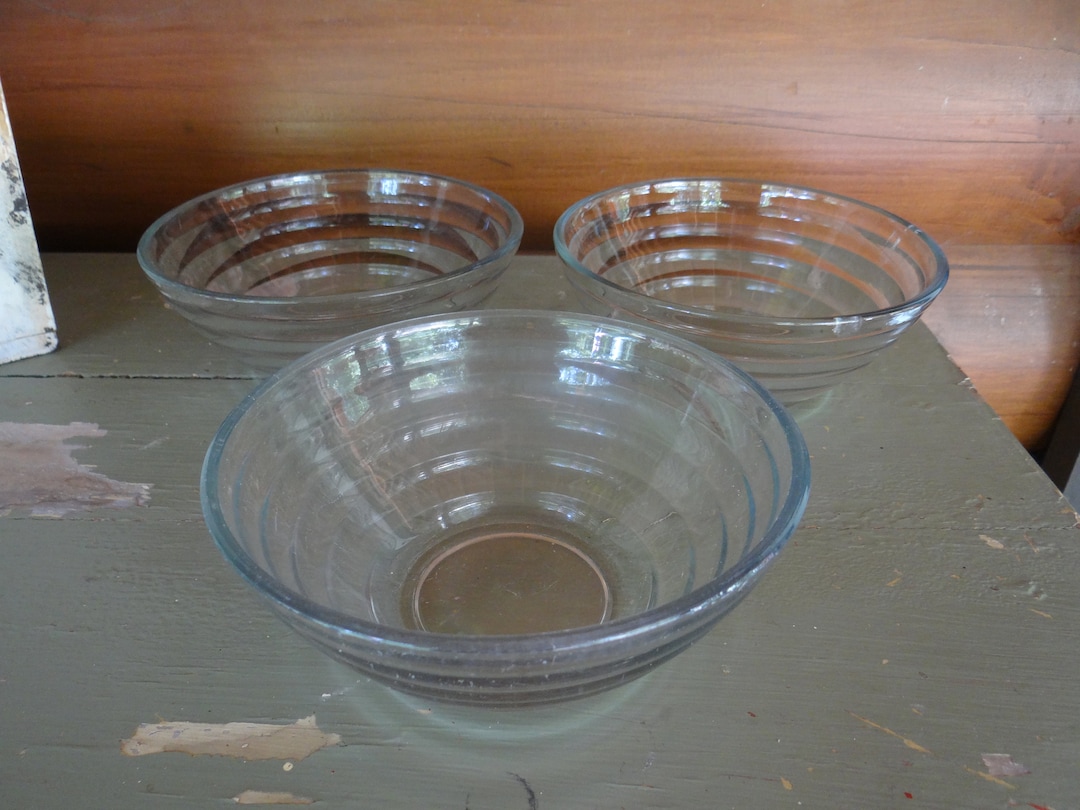 Anchor Hocking Clear Ribbed Bowls - Set of 3 Serving Bowls - Etsy
