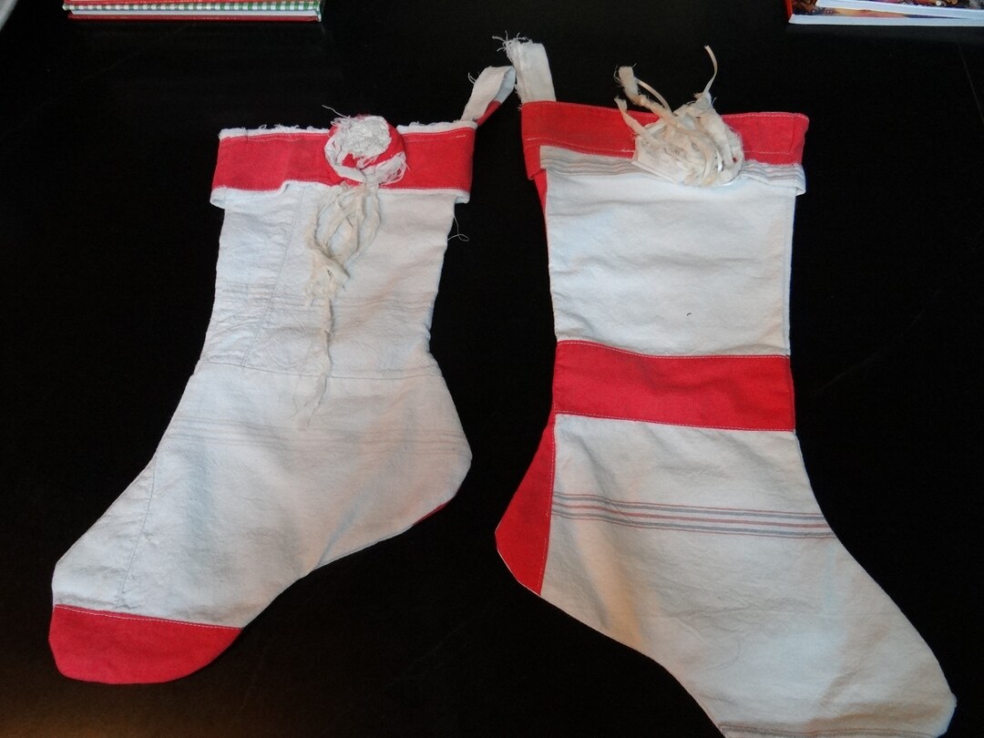 Vintage Handmade Flour Sack Stockings 1990's - Etsy
