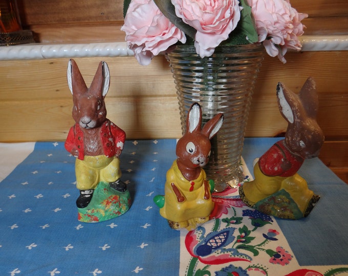 Vintage Antique Paper Mache Easter Bunny Group Germany - Etsy