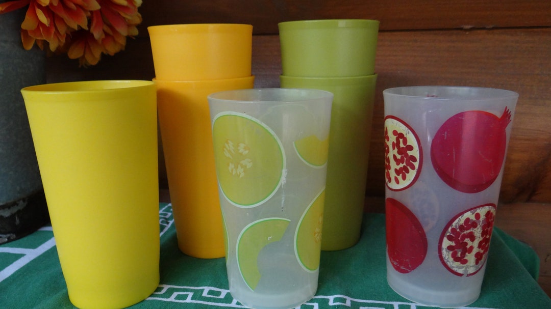 Vintage Summer Colors Tupperware Cups - Set of 7 Plastic Glassware - Etsy