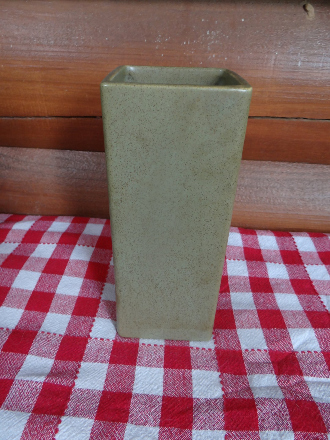 Vintage Mccoy Pottery Floraline Tall Vase - Green and Brown Speckled - Etsy