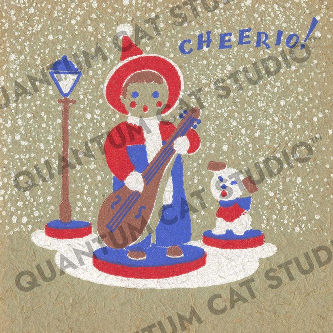 Vintage 1940s Christmas Card Cheerio! - Digital Download Graphic Image ...