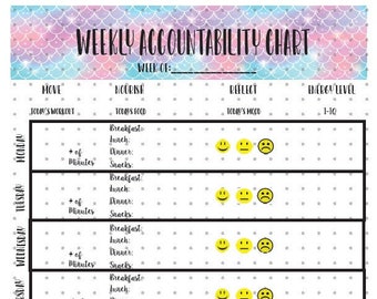 PRINTABLE Weekly Accountability Chart & Water Intake | Etsy
