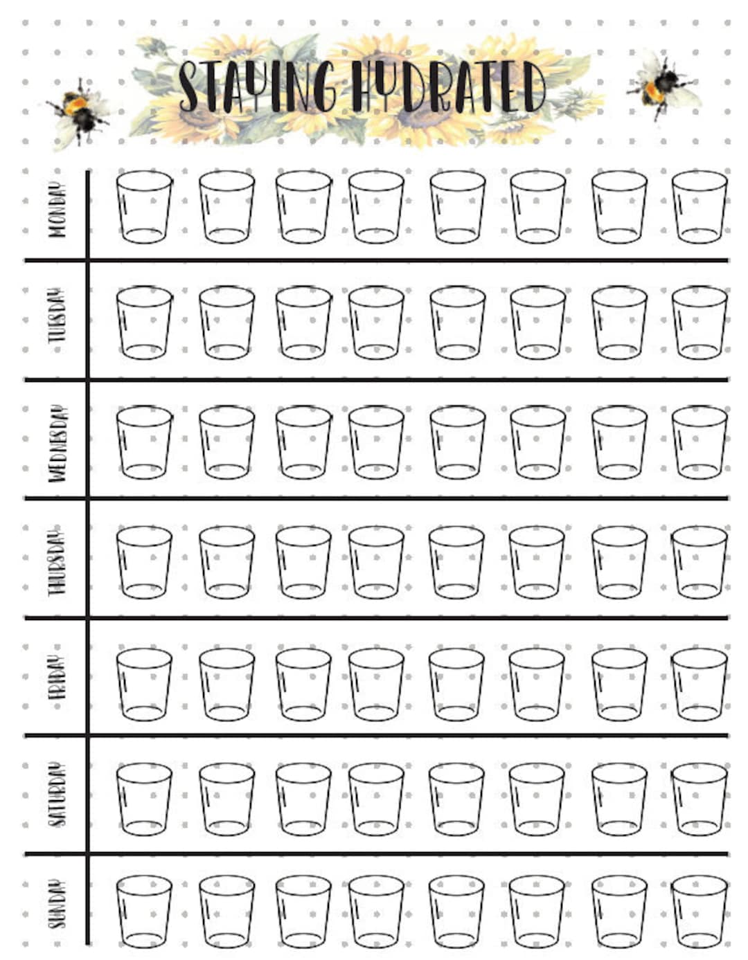 PRINTABLE Weekly Accountability Chart & Water Intake--digital File - Etsy