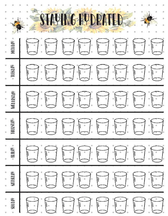 PRINTABLE Weekly Accountability Chart & Water Intakedigital - Etsy