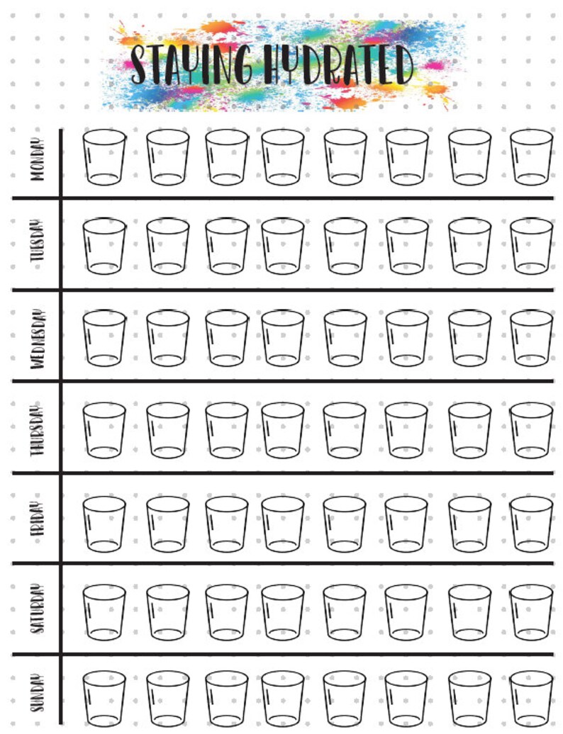 PRINTABLE Weekly Accountability Chart & Water Intake - Etsy New Zealand