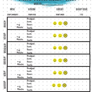 PRINTABLE Weekly Accountability Chart & Water Intakedigital File - Etsy