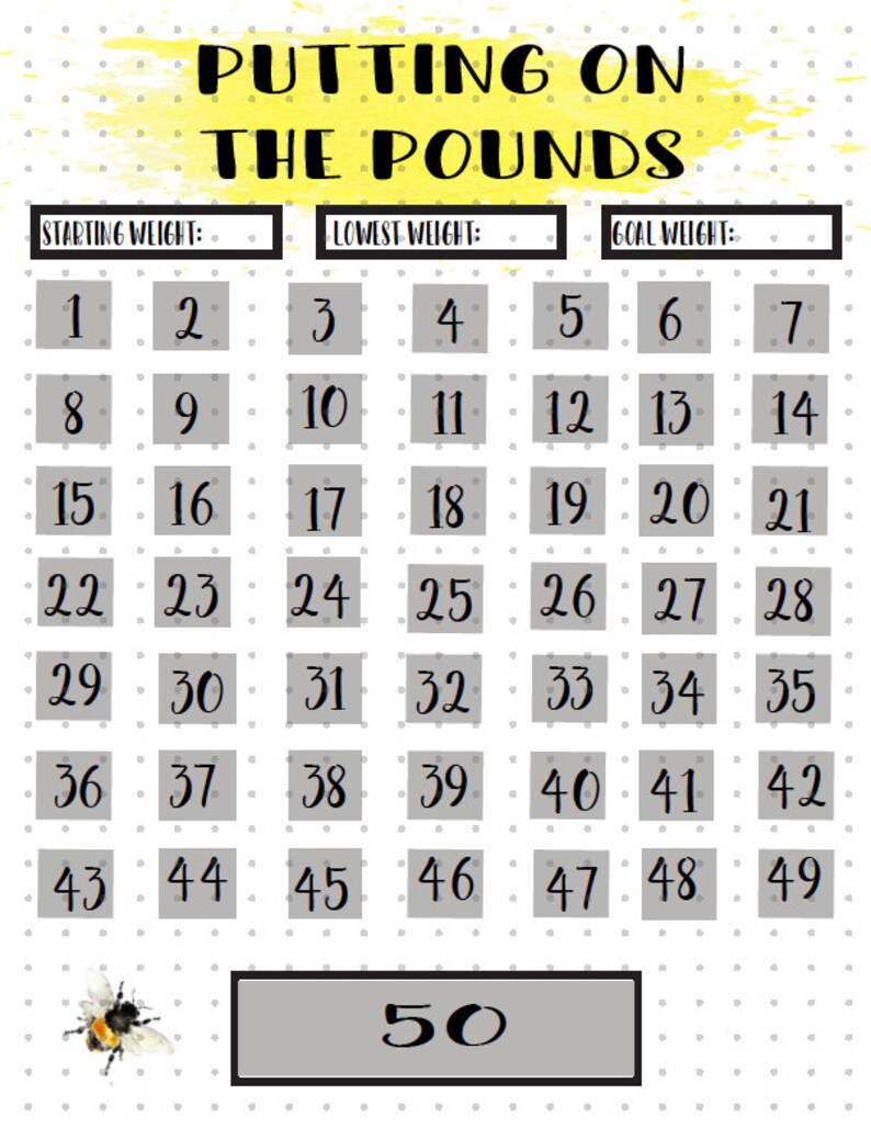 PRINTABLE Weight GAIN Journal (sunflowers & Bees)--digital File - Etsy