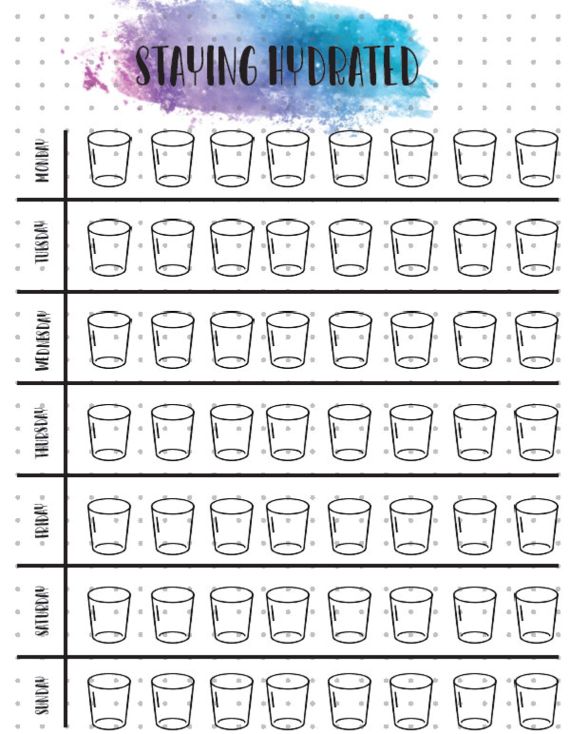 PRINTABLE Weekly Accountability Chart & Water Intakedigital - Etsy