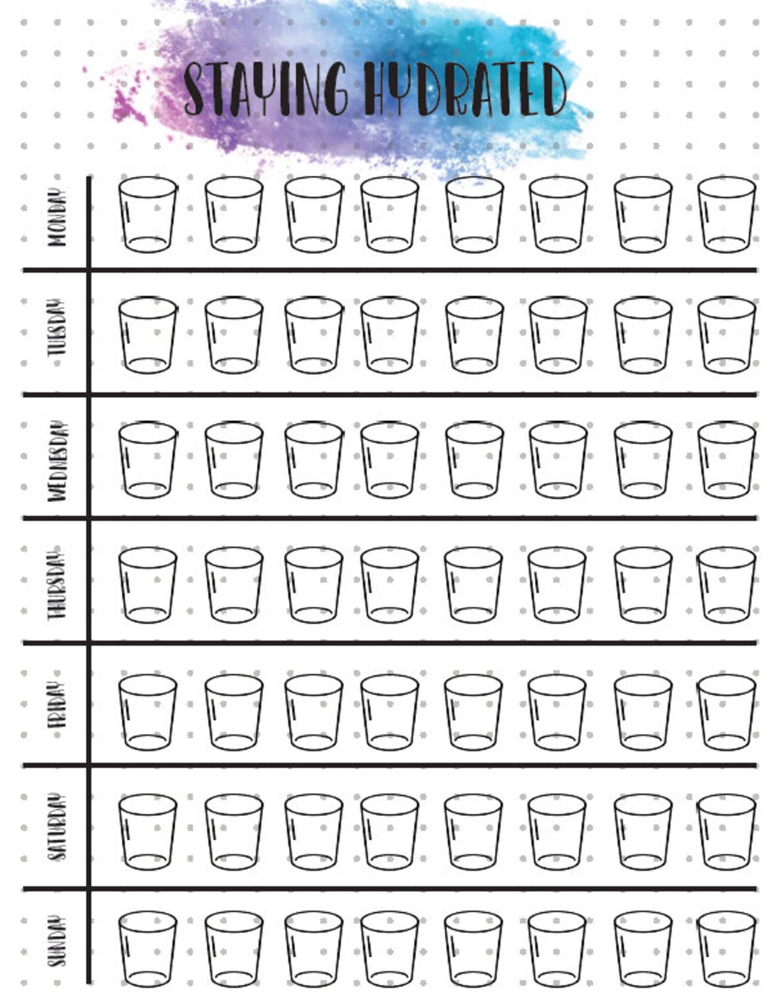 PRINTABLE Weekly Accountability Chart & Water Intakedigital - Etsy
