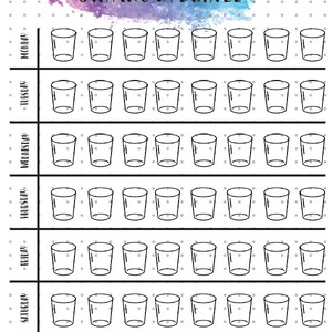 PRINTABLE Weekly Accountability Chart & Water Intakedigital File CLOUD ...