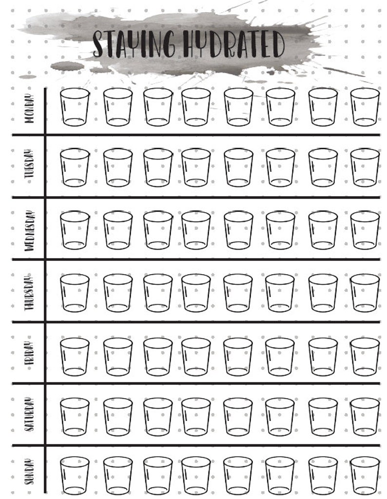 PRINTABLE Weekly Accountability Chart & Water Intakedigital - Etsy