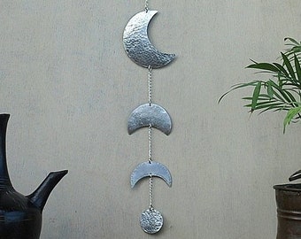 Silver moon wall art | Etsy
