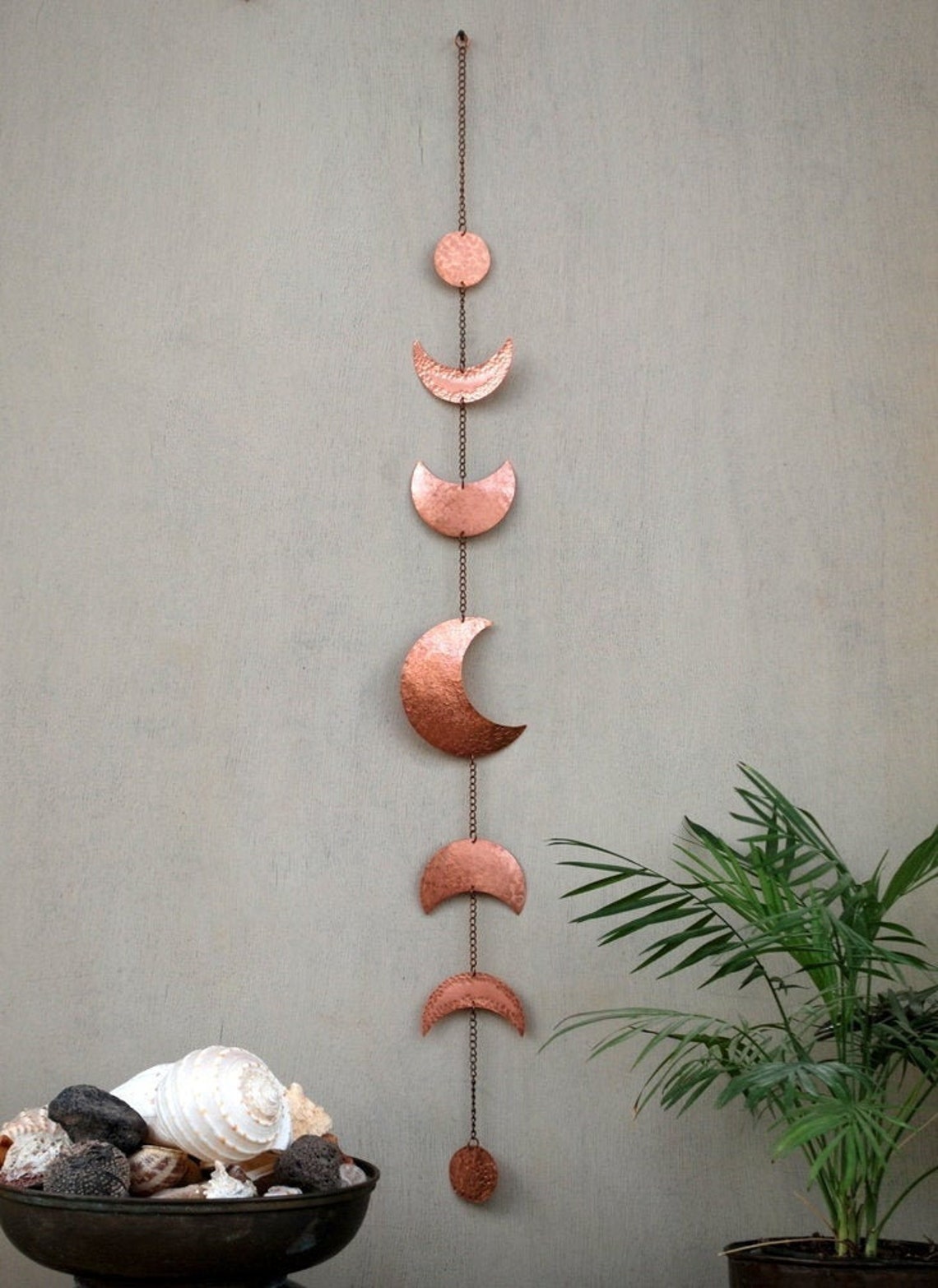 Moon Phases Wall Decor Red Moon Wall Hanging Copper Moon - Etsy