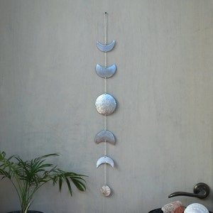 Moon Phases Wall Hanging Silver Full Moon Wall Decor Moon Wall Art Moon ...