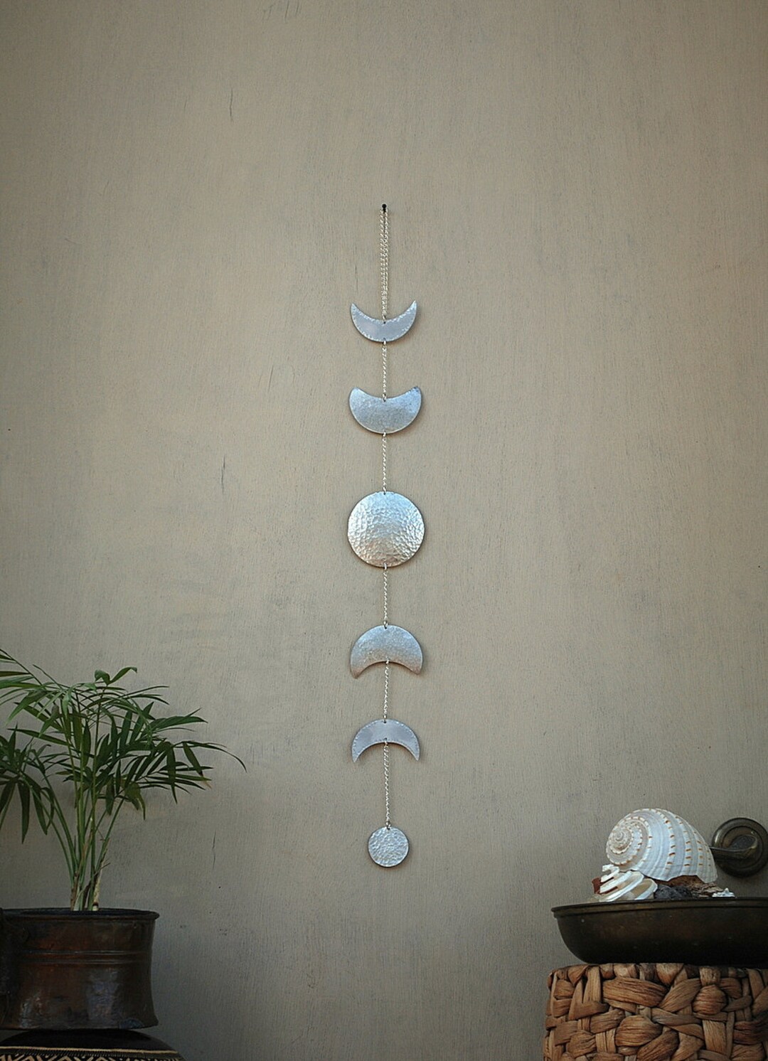 Moon Phases Wall Hanging Silver Full Moon Wall Decor Moon Wall Art Moon ...