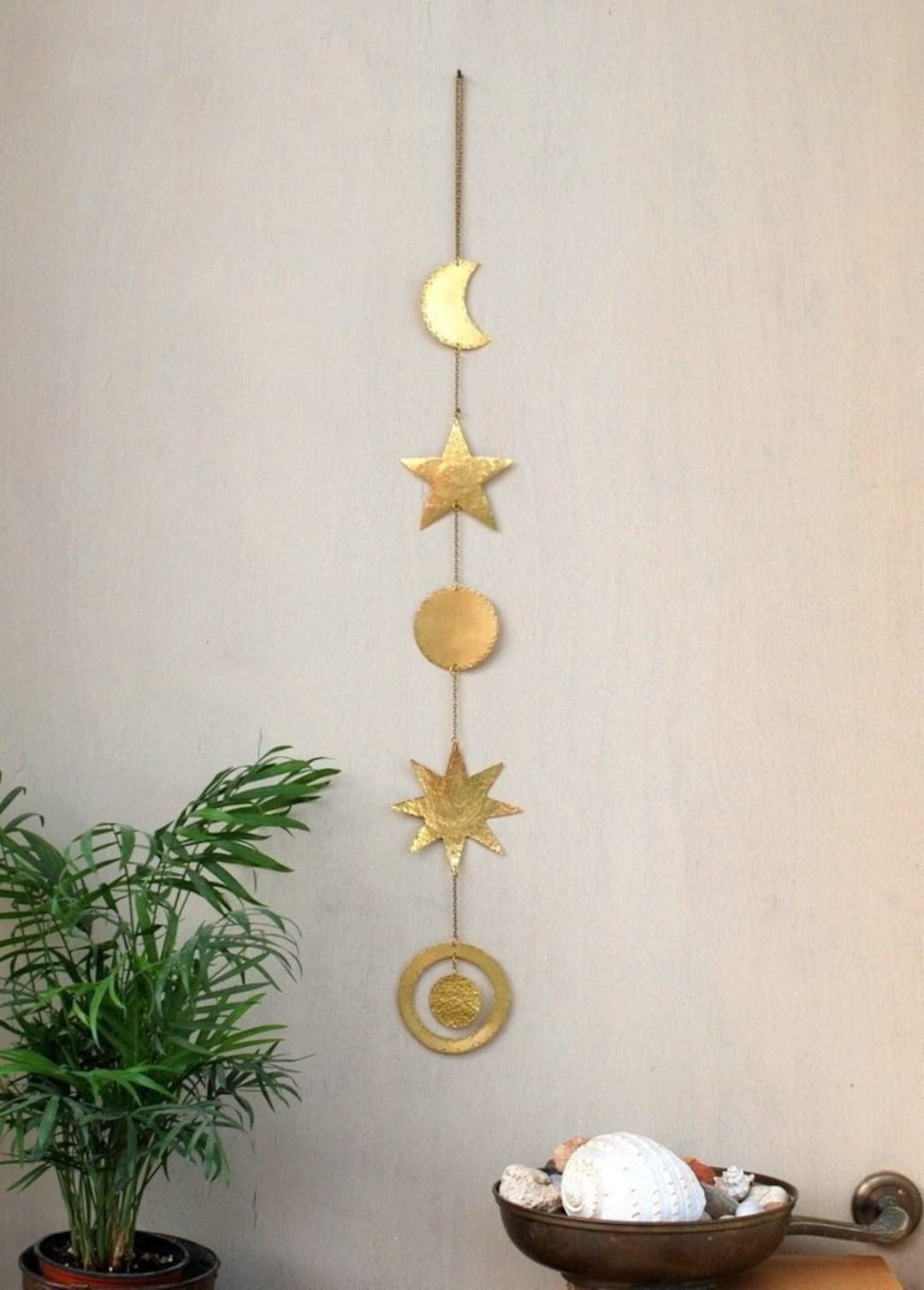 Celestial Wall Hanging Brass Wall Decor Boho Mobile Galaxy Wall Decor ...