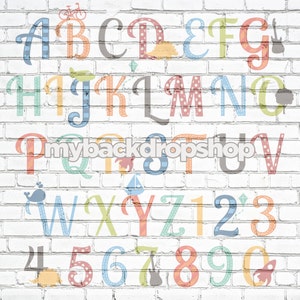 6ft X 6ft Alphabet Letters and Numbers Backdrop White Brick - Etsy
