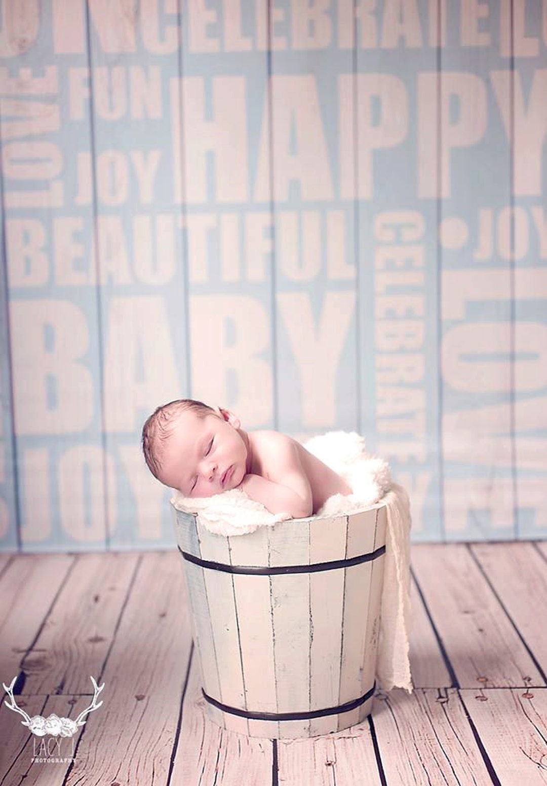 3ft X 3ft Newborn Baby Boy Photography Backdrop Blue Wood With Baby ...