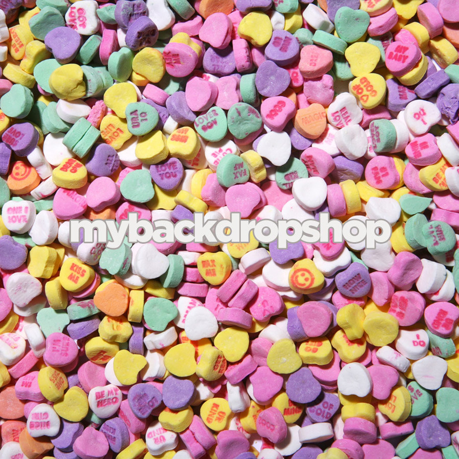7ft X 7ft Candy Hearts Photography Backdrop Valentine | Etsy