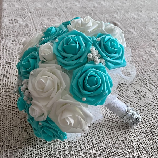 Turquoise Wedding Bouquet - Etsy