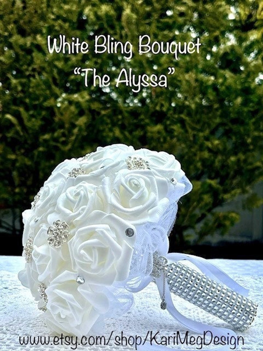 All White or Ivory Bling 9 Inch Communion Bouquet, Bling Bouquet ...