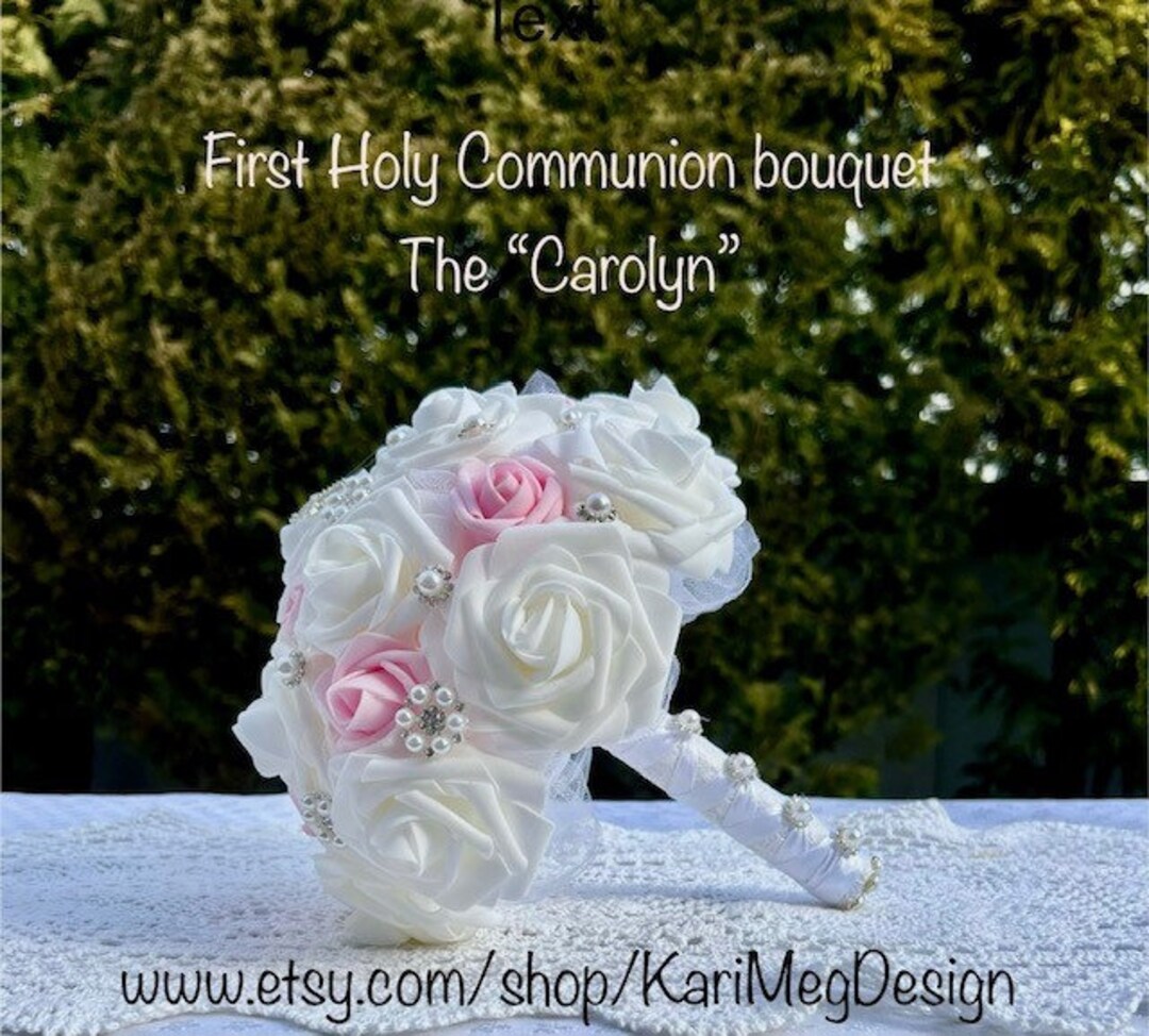Communion Bouquet, First Holy Communion Floral Bouquet, 9 Inch, White ...