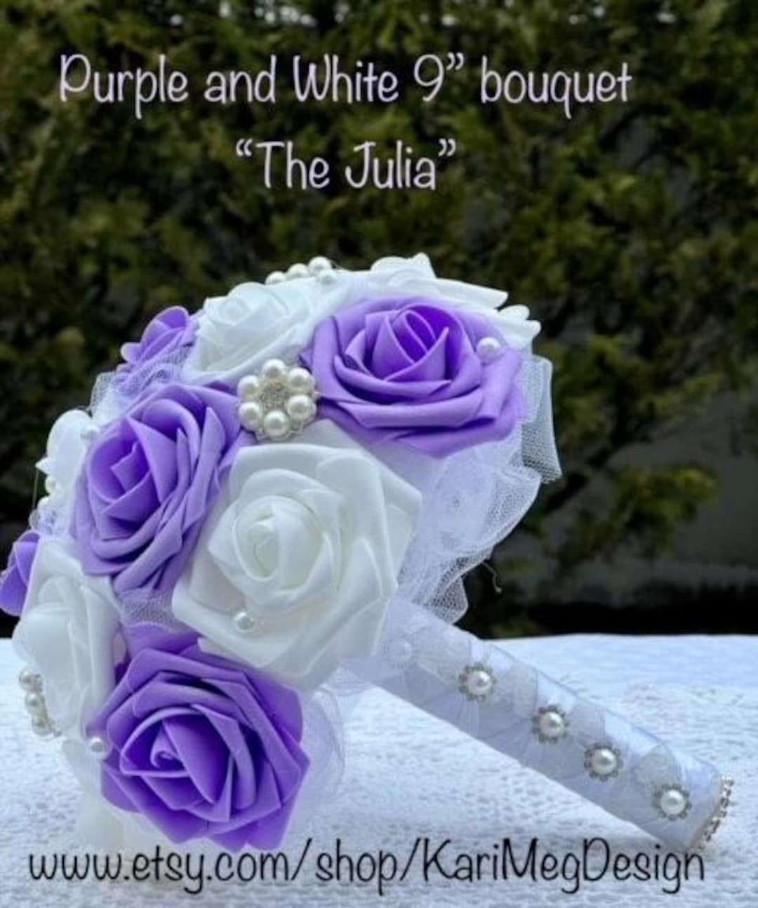 9 Inch Purple and White Communion Bouquet, First Holy Communion Bouquet ...